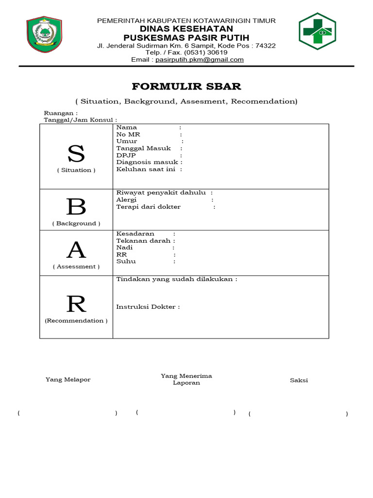 FORMULIR SBAR | PDF