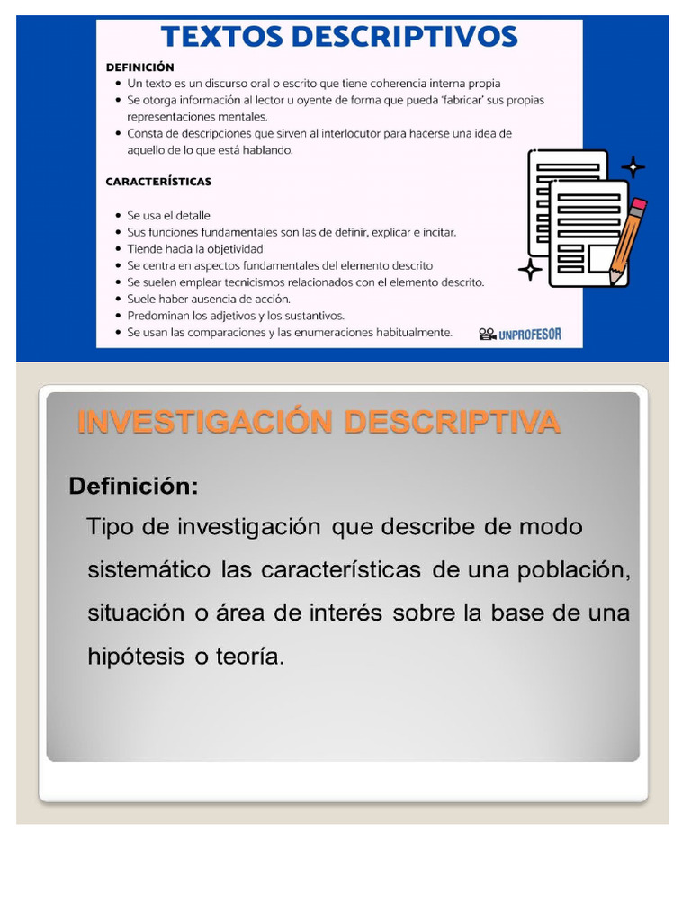 Características de los textos descriptivos | PDF | Golden Retriever | Verbo