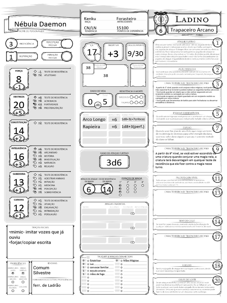 DND 5e - Ficha - Nebula | PDF