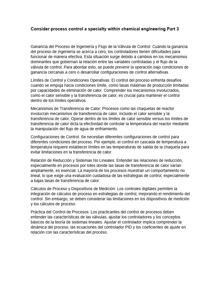 Consider process control a specialty within chemical engineering Part 3 ...