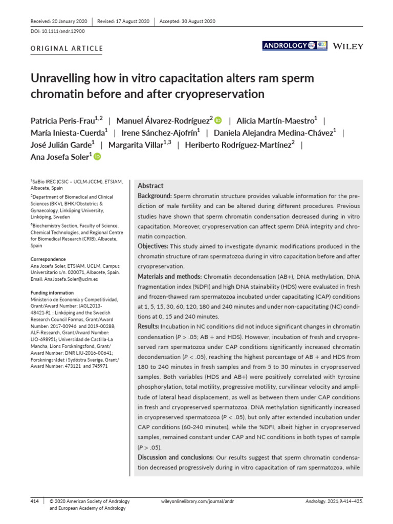 Andrology - 2020 - Peris Frau - Unravelling How in Vitro Capacitation ...