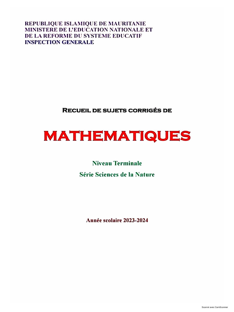 Épreuves de La Terminale C Corrigé | PDF