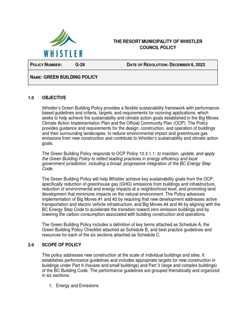 Whistlet - Green Building Policy Council Policy | PDF | Green Building ...