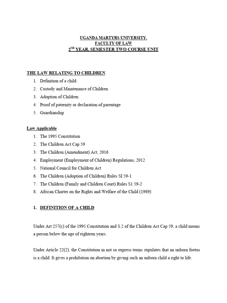 Child Custody and Rights in Uganda | PDF | Legal Guardian | Will And ...