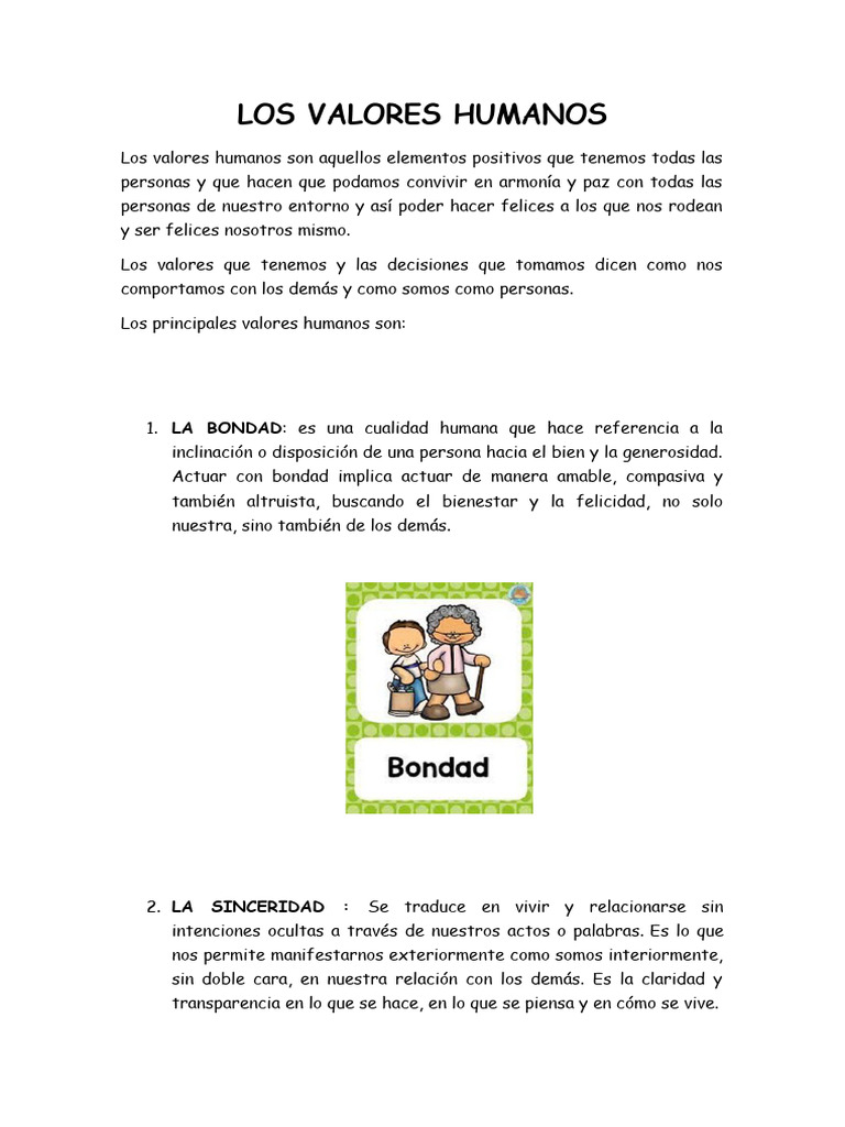 Los Valores Humanos | PDF | Amor | Paciencia