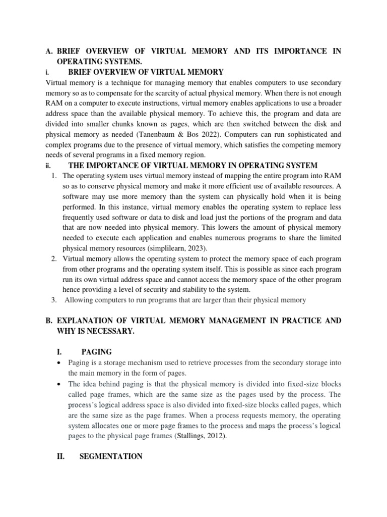 Virtual Memory Is A Technique For Managing Memory That Lets Computers ...