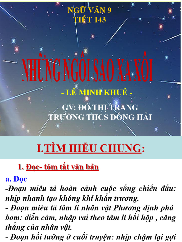 Khoi 9 Mon Ngu Van Bai Nhung Ngoi Sao Xa Xoi GV Do Thi Trang 8420248 | PDF