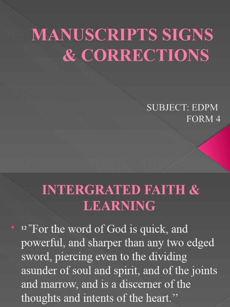 EDPM Manuscripts Corrections Form 4 Presentation | PDF | Proofreading ...