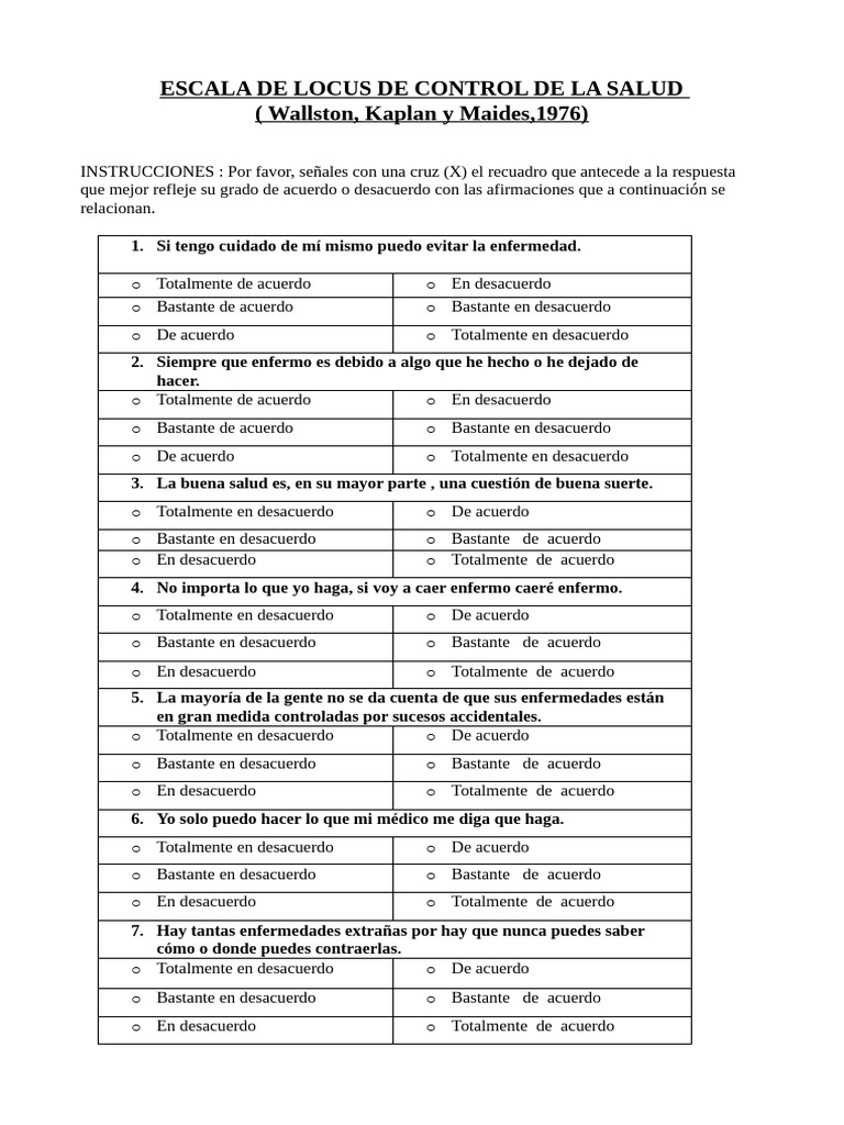 04.escala de Locus de Control de La Salud | PDF
