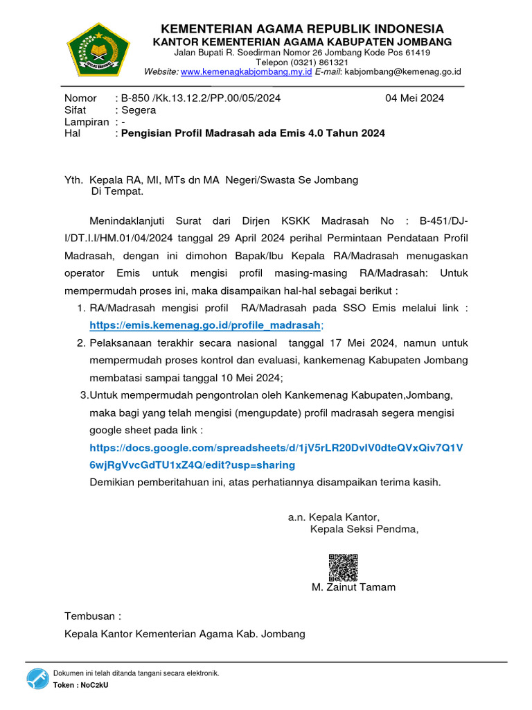 Pengisian Profil Madrasah Pada Emis 2024 | PDF