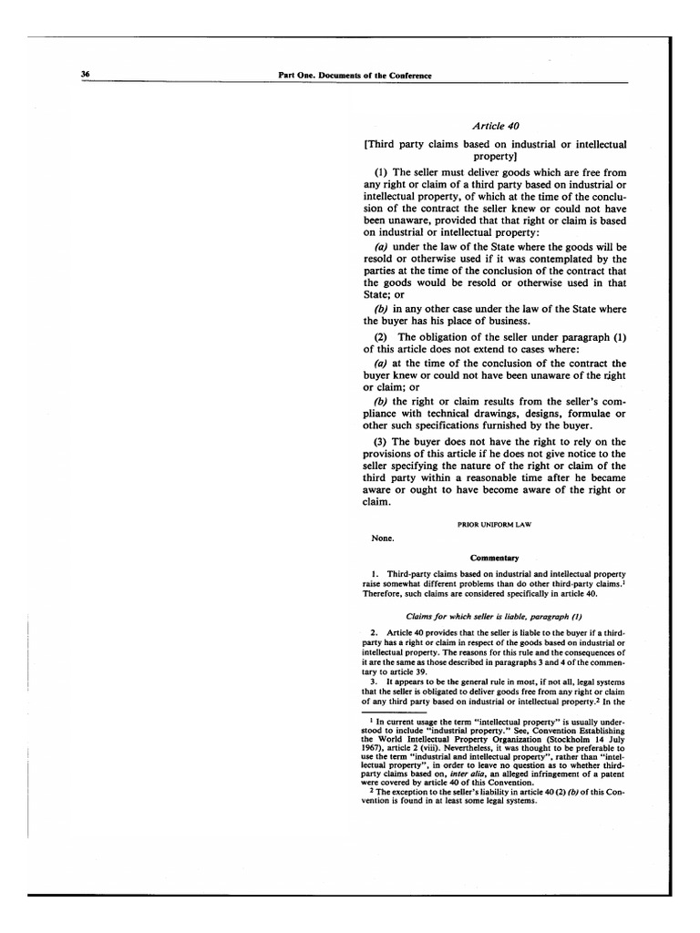 Secretariat-Commentary Article 42 CISG | PDF | Legal Liability | Breach Of Contract