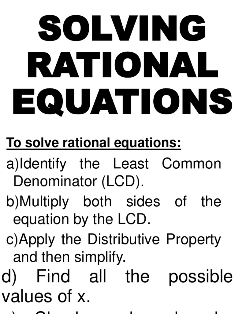 Solving Rational Equations Guide | PDF | Equations | Mathematics