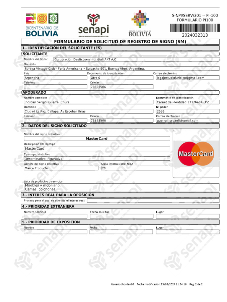 Declaración Jurada de Notificación SENAPI | PDF | Política | Derecho