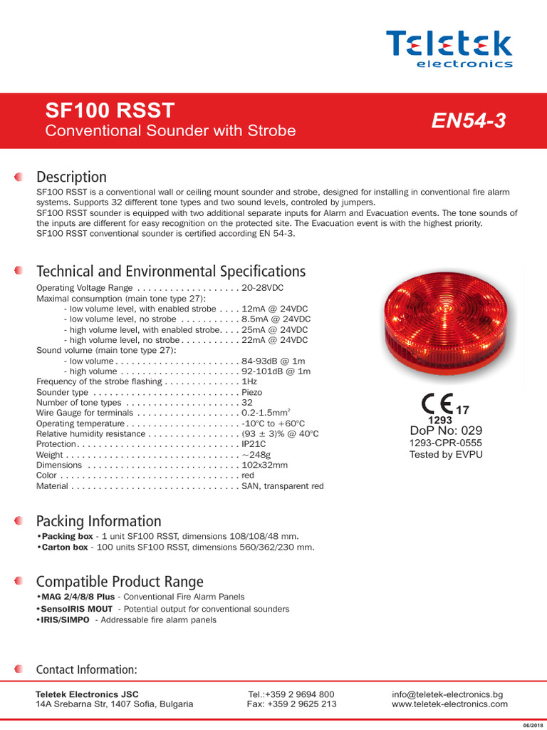 SF100 RSST Conventional Datasheet 062018 | PDF | Manufactured Goods ...