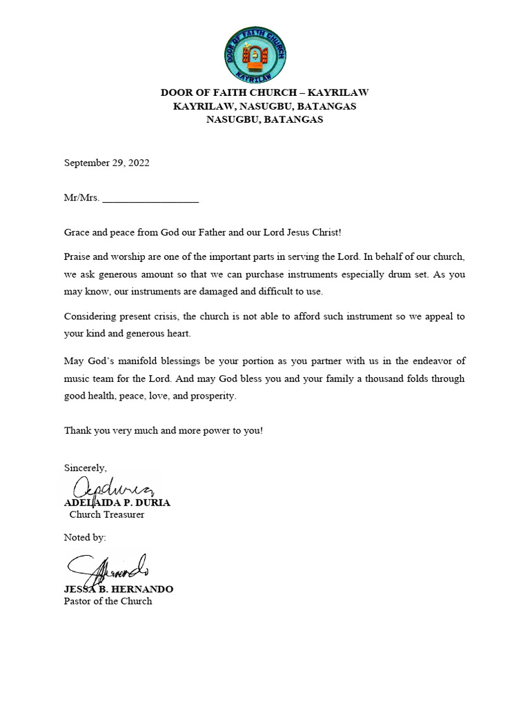 Solicitation Letter | PDF | Religion & Spirituality | Lifestyle
