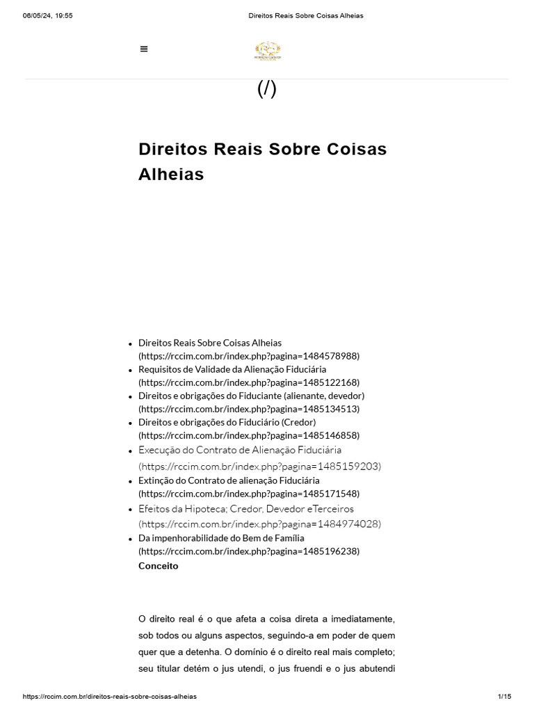 Direitos Reais Sobre Coisas Alheias | PDF | Justiça | Crime e Violência