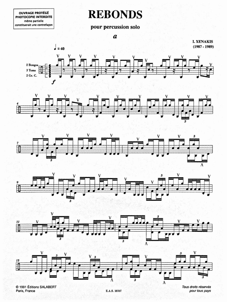 Rebonds. I. Xenakis | PDF