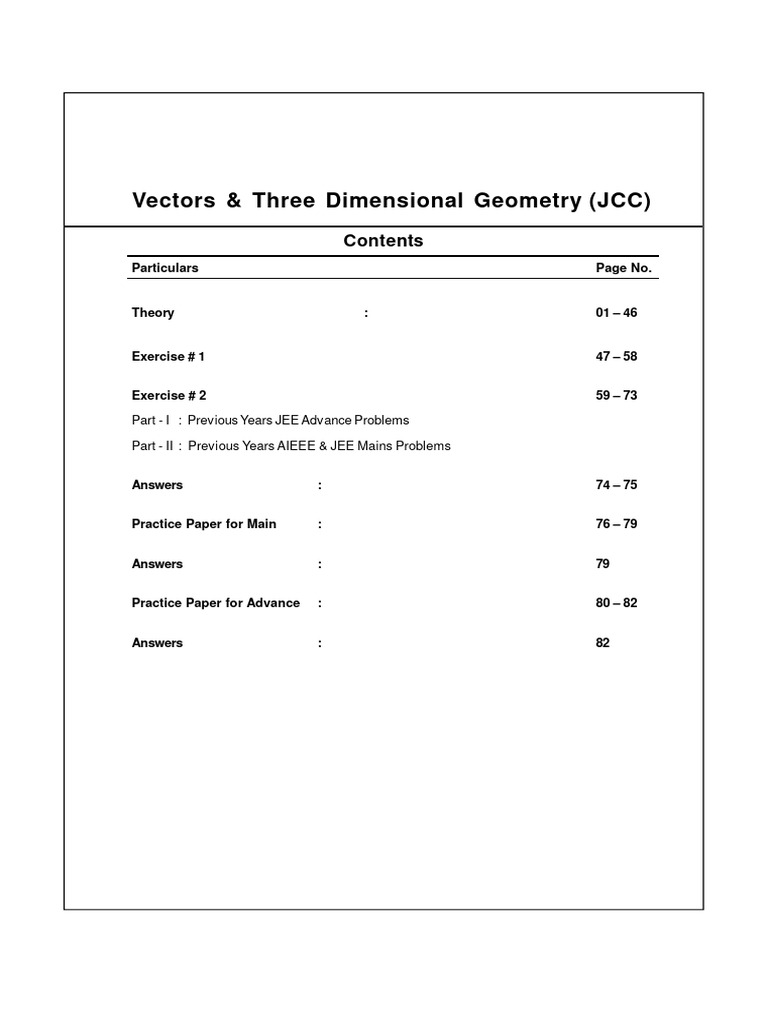 Vectors & Three Dimensional Geometry - CC - Eng | PDF | Euclidean Vector | Quantity