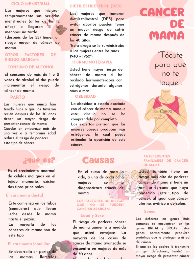 Tríptico de Cáncer de Mama | Descargar gratis PDF | Cáncer de mama | Especialidades Medicas