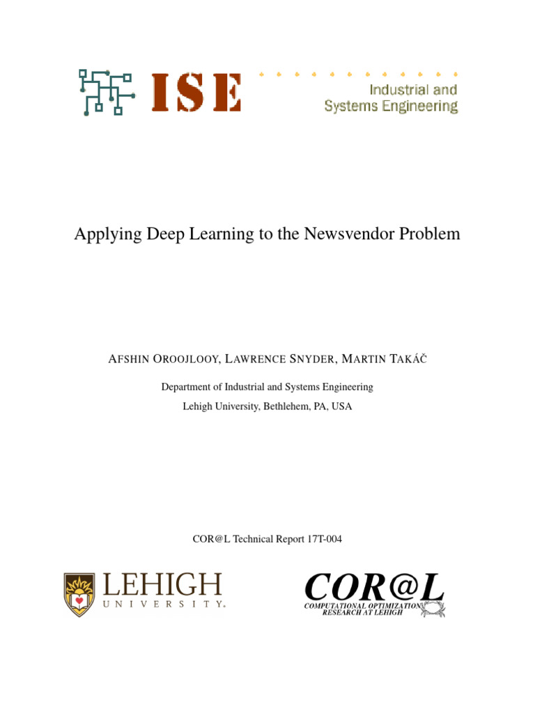 Applying Deep Learning To The Newsvendor Problem | PDF | Support Vector Machine | Deep Learning