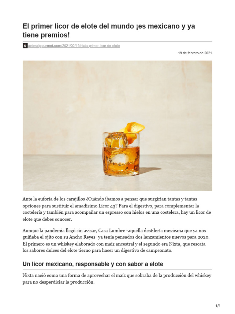 El Primer Licor de Elote Del Mundo Es Mexicano y Ya Tiene Premios | Descargar gratis PDF ...