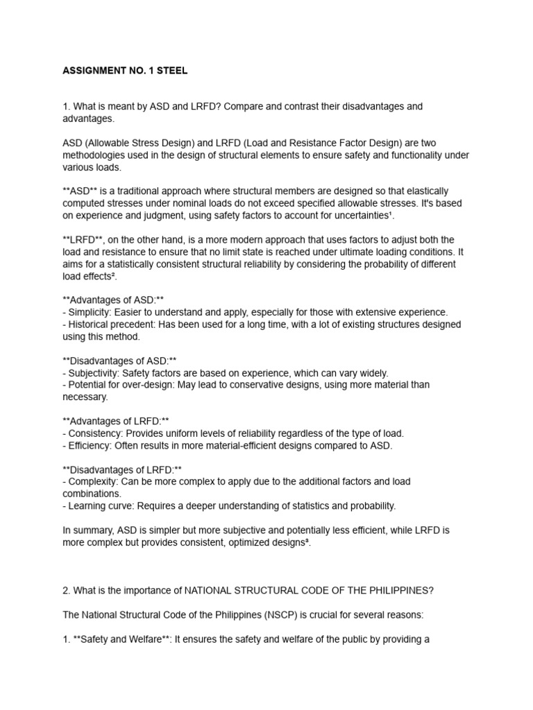 Assignment No 1 Steel Pdf Engineering 