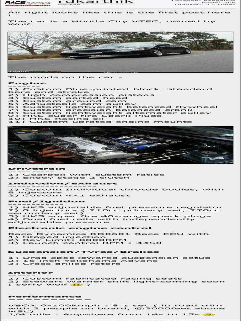 Race Dynamics Honda City VTEC - Team-BHP | PDF | Fuel Injection | Rotating Machines