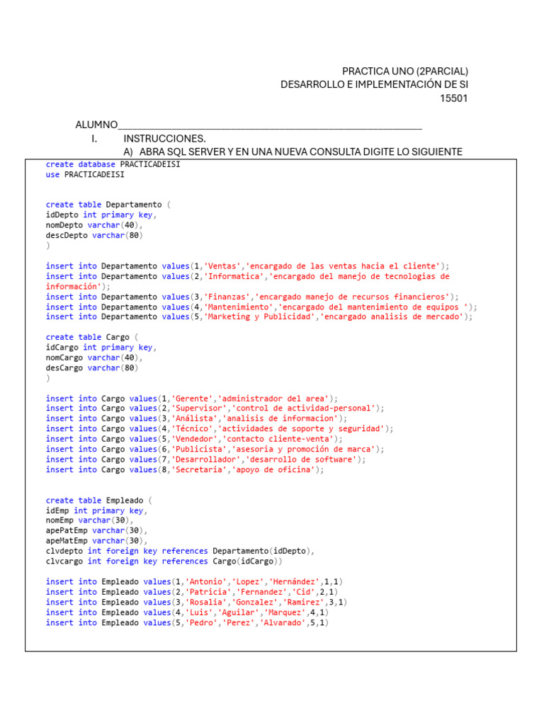 PRACTICA UNO(DEISI) | PDF | SQL | Software