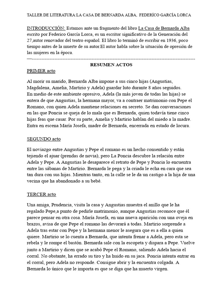Análisis de "La Casa de Bernarda Alba" | PDF