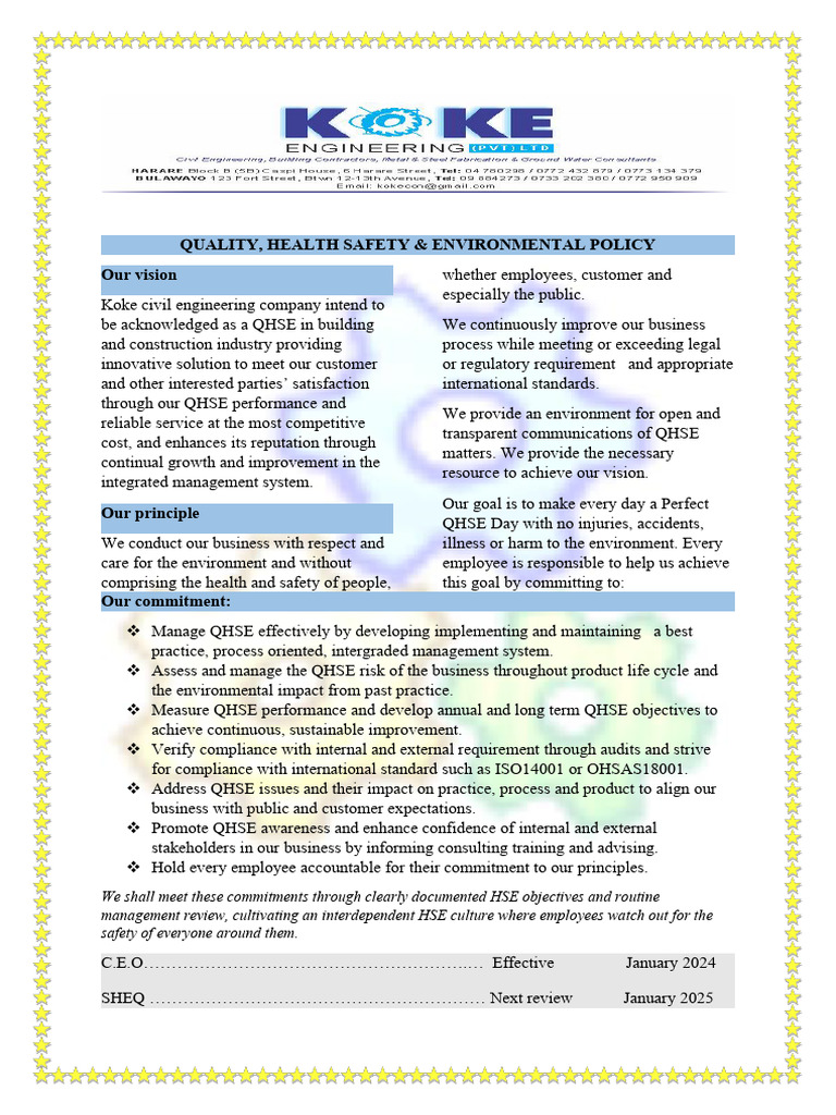 HSE Policy - Docx 01 | PDF | Economies | Business