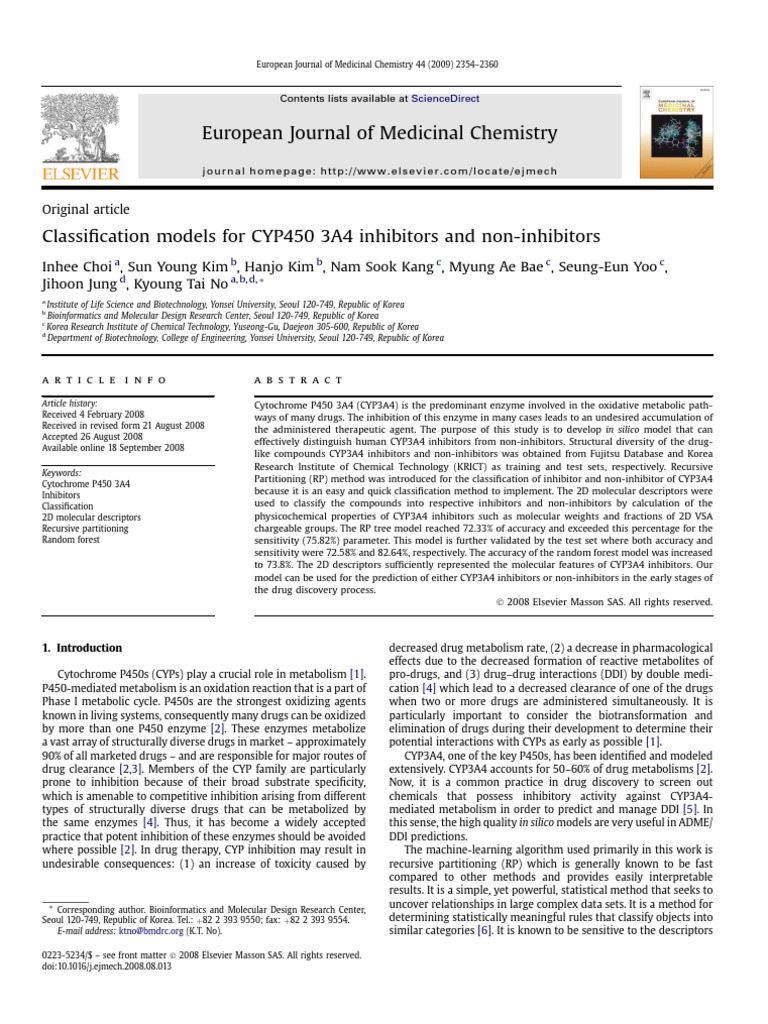 CYP3A4 Inhibitor Classification Models | PDF | Enzyme Inhibitor ...