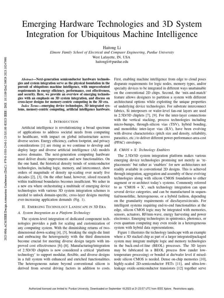 3D System Integration for AI Hardware | PDF | Integrated Circuit ...
