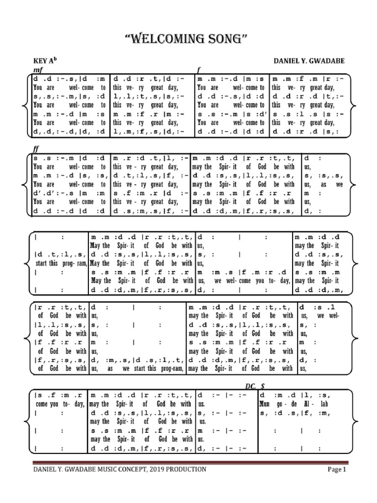 Welcoming Song | PDF