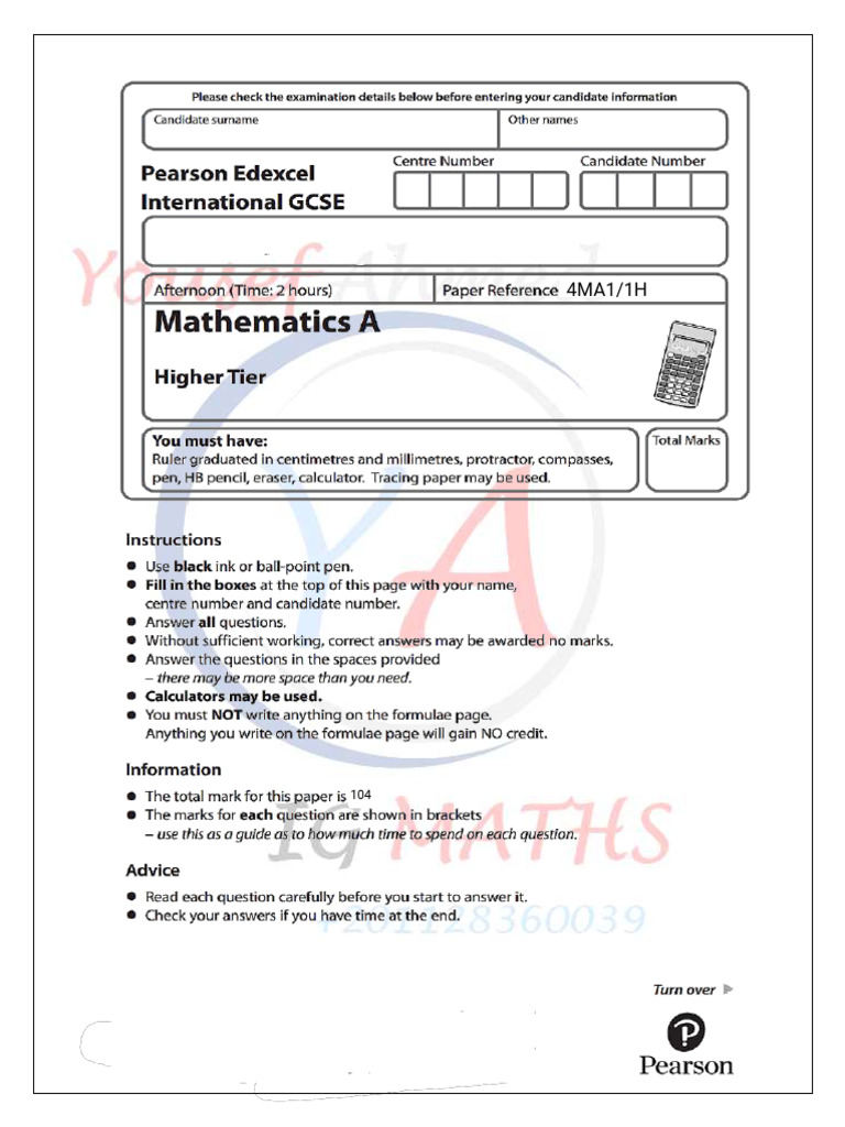 Mock 3 Paper 1H | PDF | Area | Classical Geometry