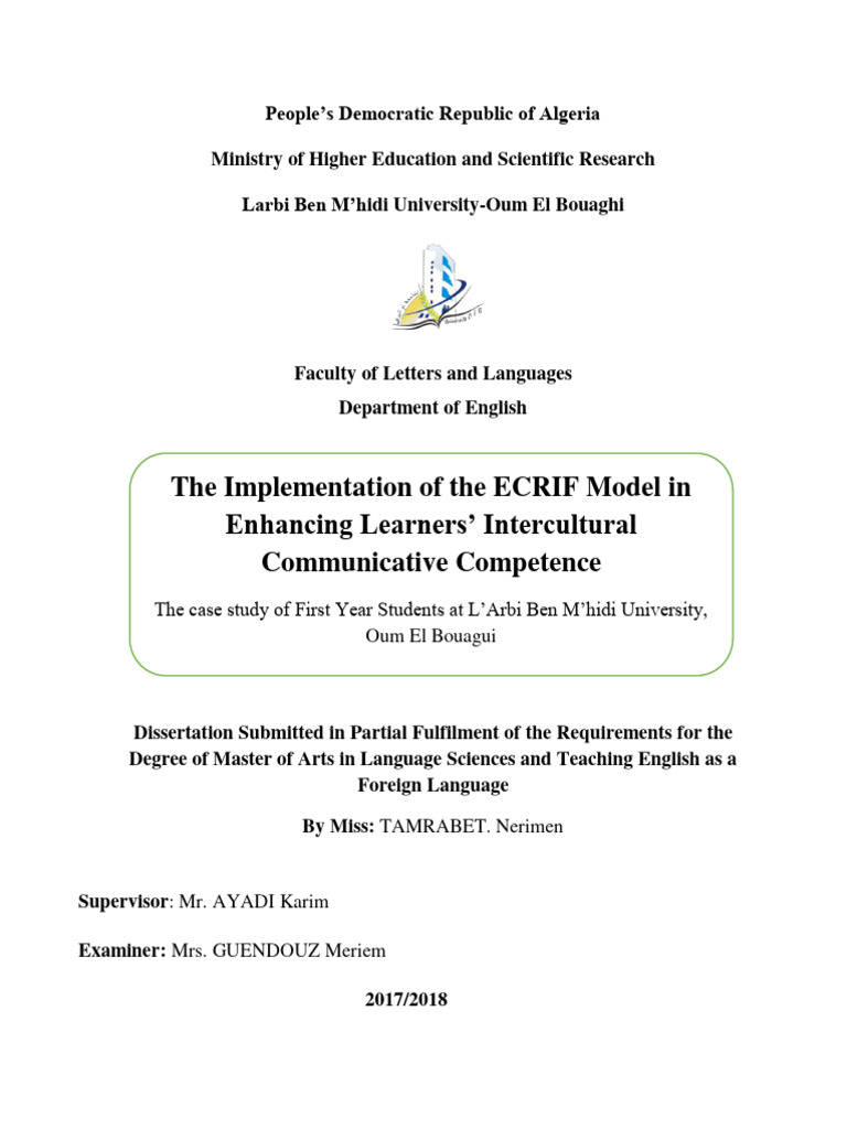 The Effect of The ECRIF Model On The Intercultural Communicative Competence | PDF | English As A ...