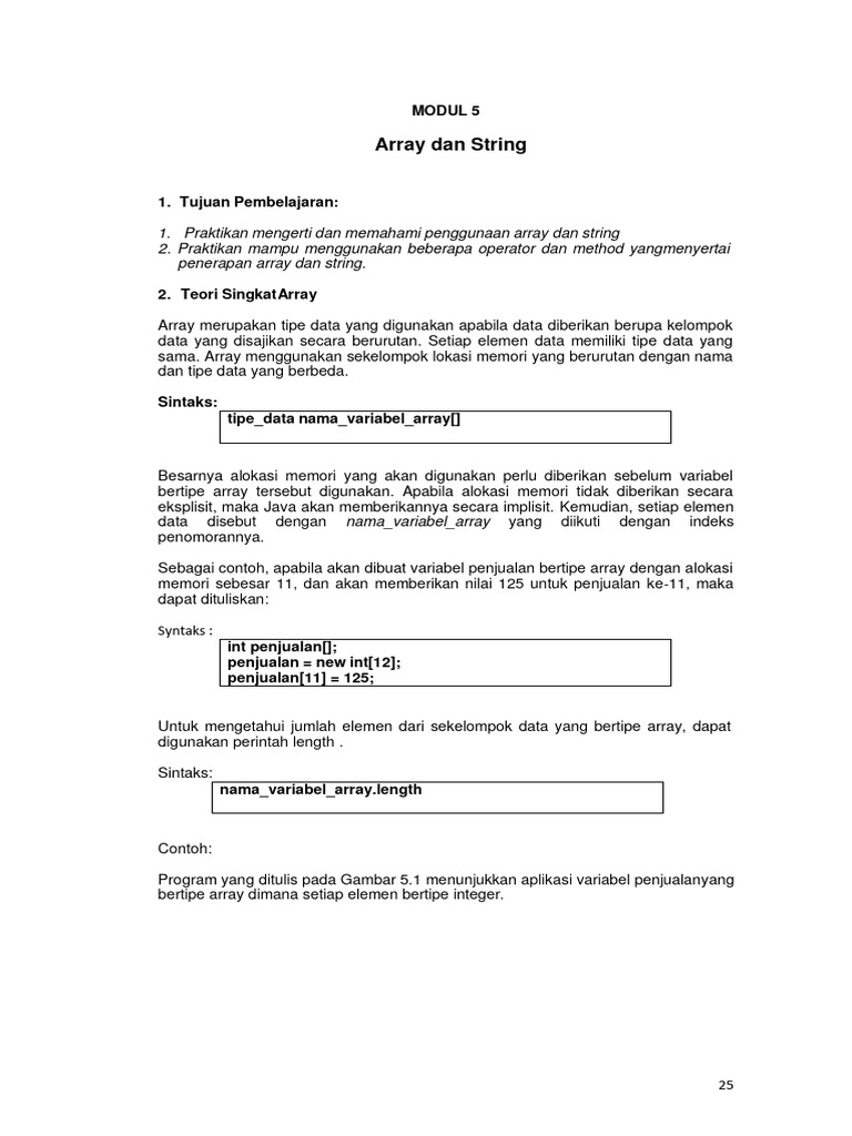 MODUL-5 Array Dan String | PDF | Komputer