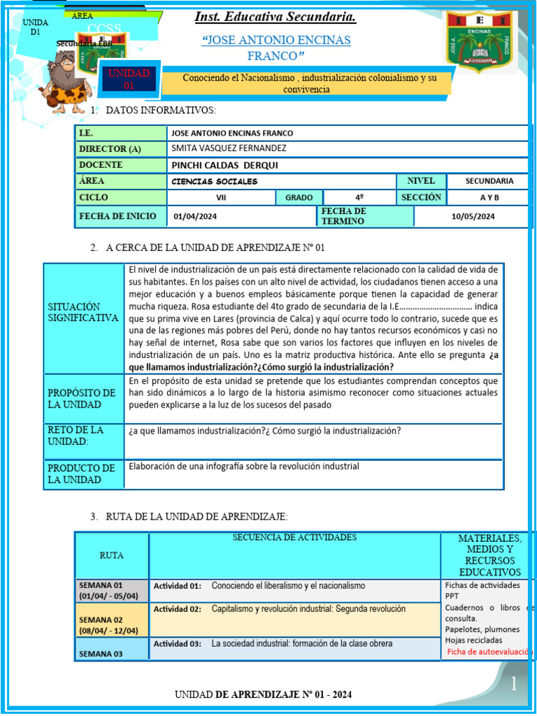 UNIDAD 1 CCSS 4to Grado | PDF | Aprendizaje