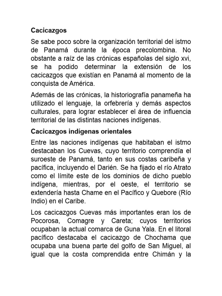 Cacicazgos | PDF | Panamá | Pueblos Indígenas de las Américas