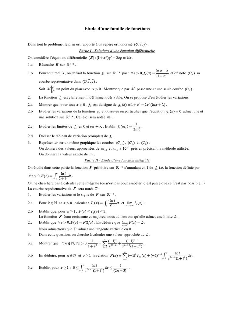 Étude des fonctions et intégrales | PDF | Fonction (Mathématiques ...