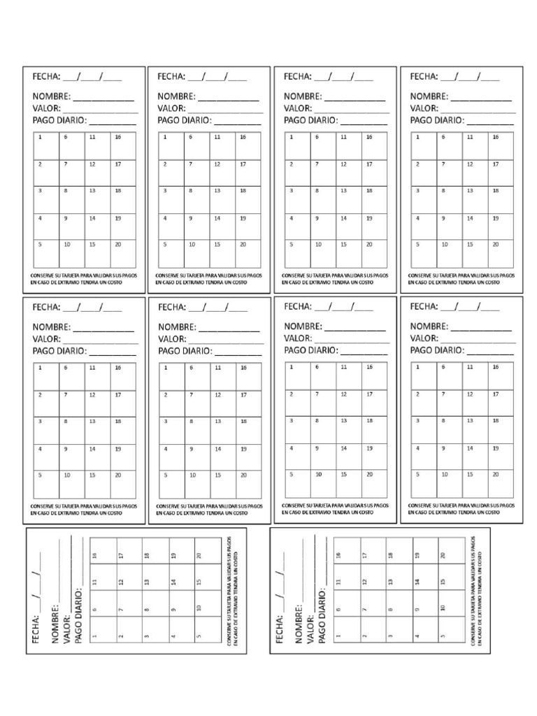 Tarjetas de Diario | PDF