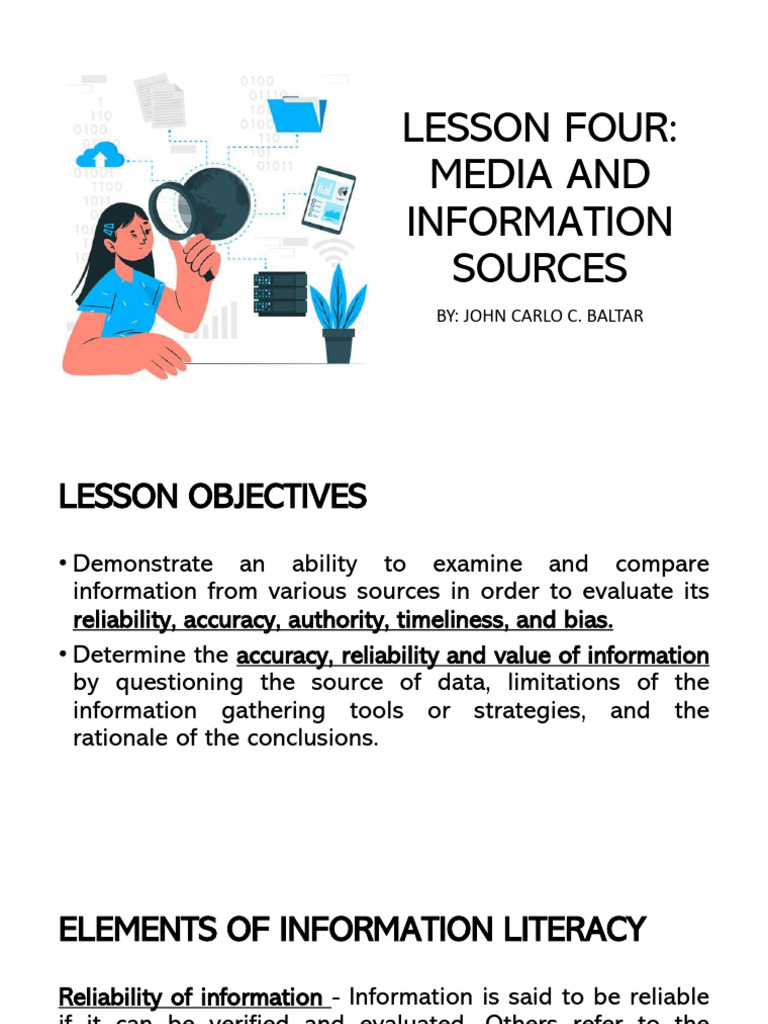 LESSON FOUR Media and Information Sources | PDF | Accuracy And Precision | Information