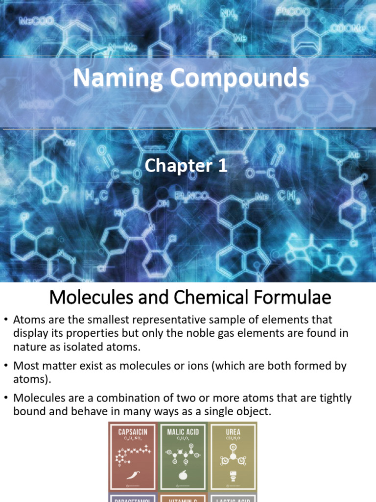 Naming and Formulas of Chemical Compounds | PDF | Ion | Molecules