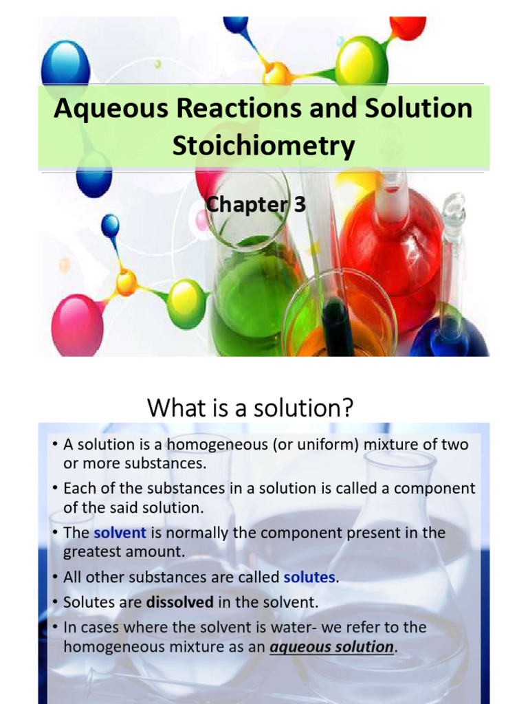 Aqueous Reactions and Stoichiometry Guide | PDF | Redox | Dissociation ...