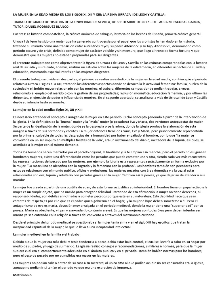 La Mujer en La Edad Media en Los Siglos Xi | PDF | Matrimonio