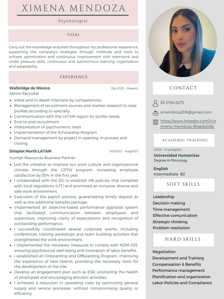 CV - Ximena Mendoza P. | PDF | Human Resources | Recruitment