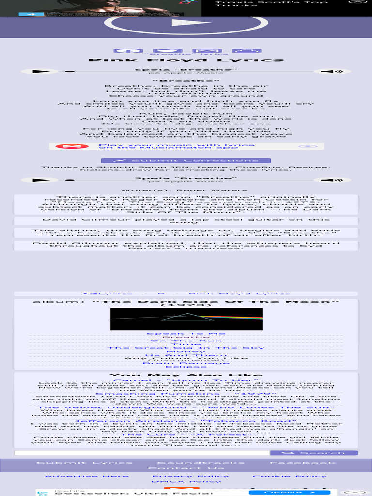 Pink Floyd - Breathe Lyrics | PDF