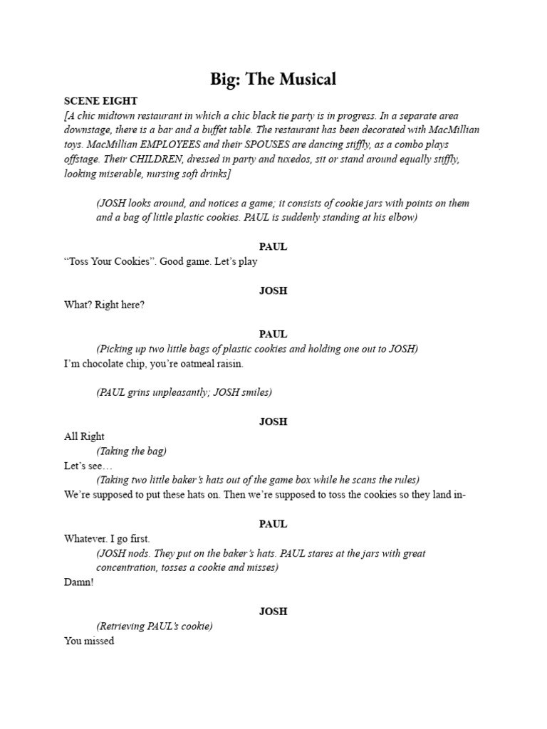 Big: The Musical - Scene Eight Summary | PDF