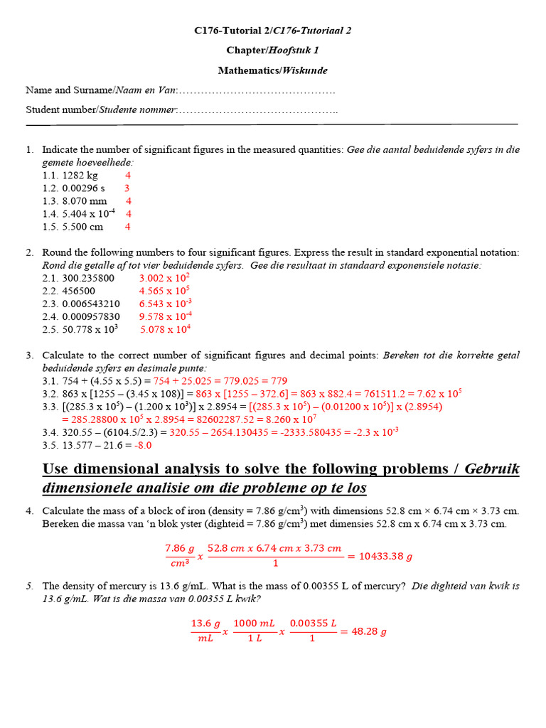 Tutorial 3 Tutoriaal 3 - Memo | PDF | Significant Figures | Pascal (Unit)