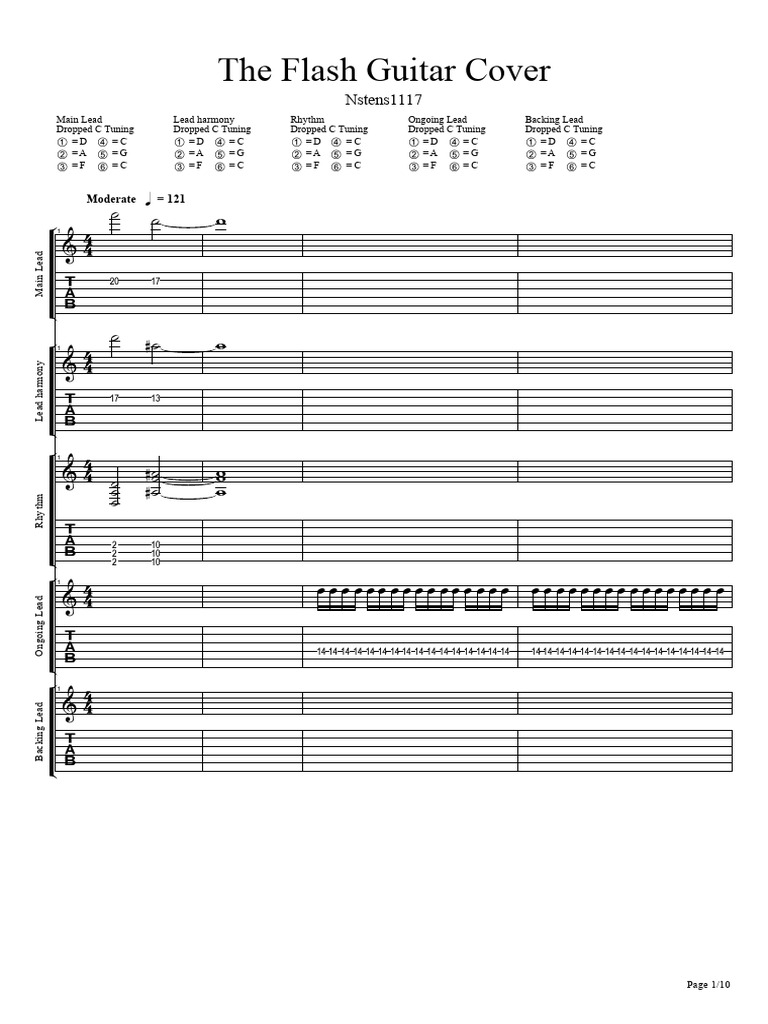 Flash Guitar Cover in Dropped C Tuning | PDF