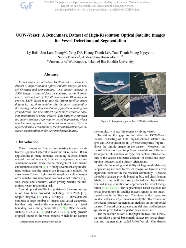 Bui UOW-Vessel a Benchmark Dataset of High-Resolution Optical Satellite Images for WACV 2024 ...
